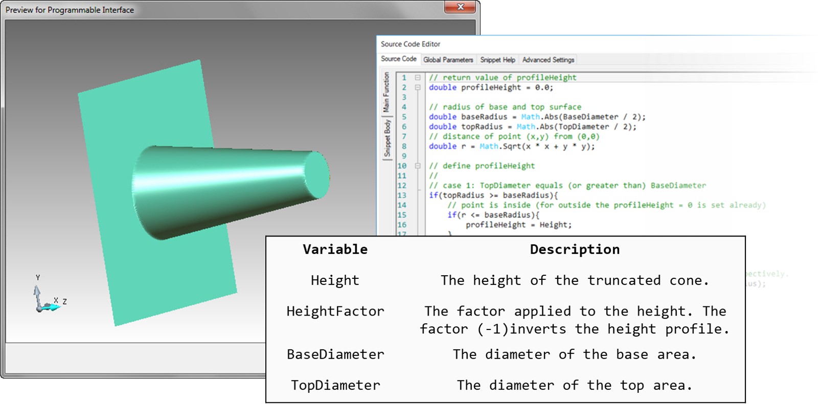 Programming a Truncated Cone Surface - LightTrans